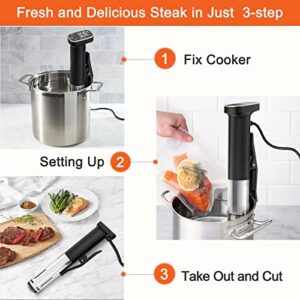 OOIIOR Sous Vide Machine, Sous Vide Cooker 1100W, Fast-Heating Immersion Circulator with Accurate Temperature and Time Control, Low Noise, IPX7 Waterproof