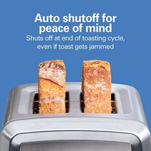 Hamilton Beach 2 Slice Toaster with Extra-Wide Slots, Bagel Setting, Toast Boost, Slide-Out Crumb Tray, Auto-Shutoff & Cancel Button, Defrost Function, Stainless Steel (22794)