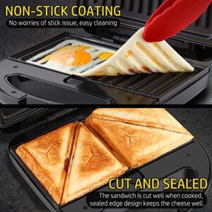 OSTBA 3 in 1 Sandwich Maker Panini Press Waffle Iron Set with 3 Removable Non-Stick Plates, 750W Toaster Perfect for Sandwiches Grilled Cheese Steak, Black