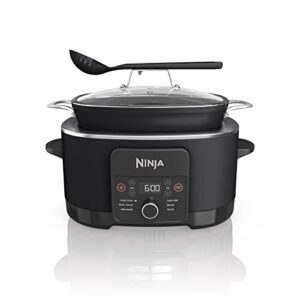 ninja mc1010 foodi possiblecooker plus - sous vide & proof 6-in-1 multi-cooker, with 8.5 quarts, slow cooker, dutch oven & more, glass lid & integrated spoon, nonstick, oven safe pot to 500°f, black