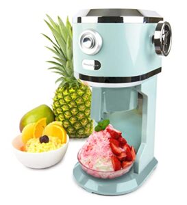 nostalgia snow cone shaved ice machine - retro table-top slushie machine - includes 2 molds - aqua