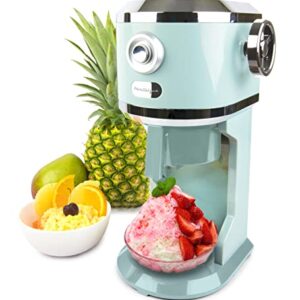 Nostalgia Snow Cone Shaved Ice Machine - Retro Table-Top Slushie Machine - Includes 2 Molds - Aqua