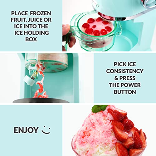 Nostalgia Snow Cone Shaved Ice Machine - Retro Table-Top Slushie Machine - Includes 2 Molds - Aqua