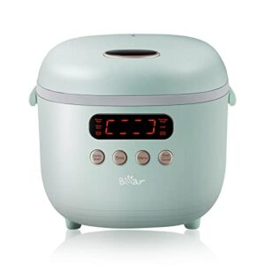 bear rice cooker 8 cups cooked, rice cooker small with 6 cooking functions, advanced fuzzy logic micom technology, 24 hours preset keep warm, non-stick inner pot, 2l green