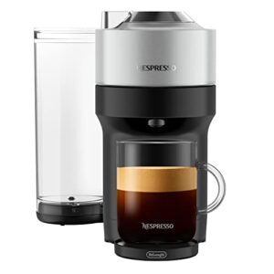 nespresso vertuo pop+ deluxe coffee and espresso machine by de'longhi, silver