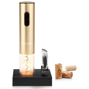 secura electric wine opener, automatic electric wine bottle corkscrew opener with foil cutter, rechargeable (champagne gold)