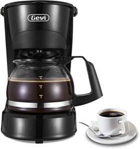 gevi 4 cups small coffee maker, compact coffee machine with reusable filter, warming plate and coffee pot for home and office