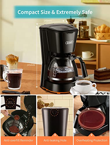 Gevi 4 Cups Small Coffee Maker, Compact Coffee Machine with Reusable Filter, Warming Plate and Coffee Pot for Home and Office