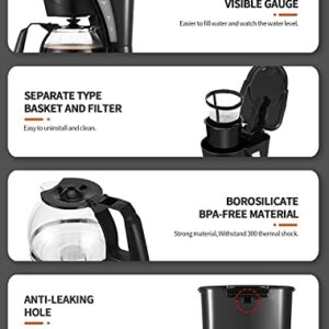 Gevi 4 Cups Small Coffee Maker, Compact Coffee Machine with Reusable Filter, Warming Plate and Coffee Pot for Home and Office