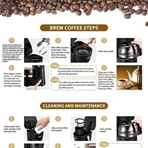 Gevi 4 Cups Small Coffee Maker, Compact Coffee Machine with Reusable Filter, Warming Plate and Coffee Pot for Home and Office