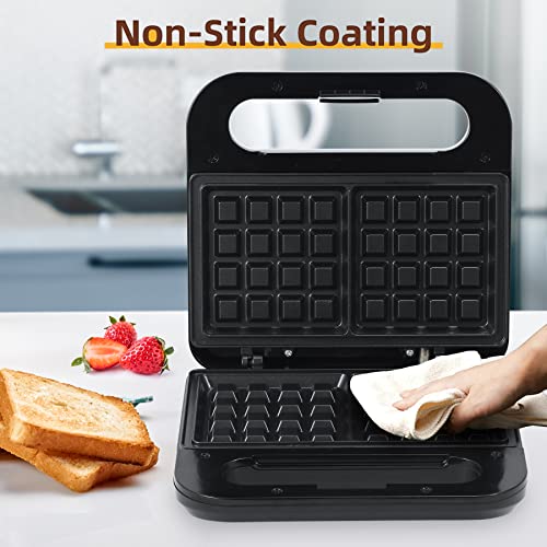 Grsimetia Waffle Maker, 2 Slices Mini Waffle Iron, Non-Stick Small Waffle Maker Mini with Indicator Lights, Compact Chaffle Maker for Breakfast, Easy to Clean, PFOA Free, Black