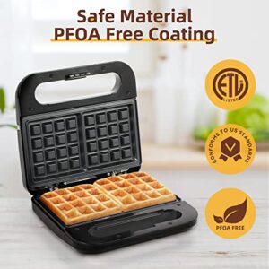 Grsimetia Waffle Maker, 2 Slices Mini Waffle Iron, Non-Stick Small Waffle Maker Mini with Indicator Lights, Compact Chaffle Maker for Breakfast, Easy to Clean, PFOA Free, Black