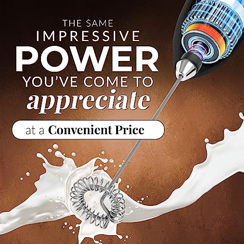 Zulay Powerful Milk Frother for Coffee - Portable & Compact Handheld Foam Maker for Lattes, Cappuccinos, Matcha, Hot Chocolate - Milk Foamer Frother - No Stand Electric Whisk (Black Silver)