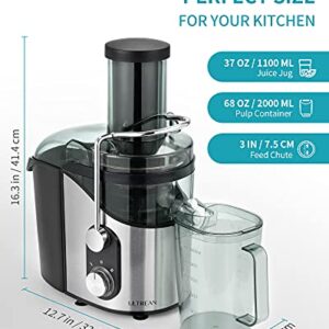 Ultrean Juicer Machine, 800w Juicer with Big Mouth 3” Feed Chute, Dual Speeds Centrifugal Juice Maker for Fruits and Veggies, Easy to Clean and BPA Free