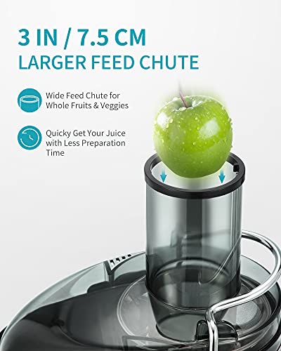 Ultrean Juicer Machine, 800w Juicer with Big Mouth 3” Feed Chute, Dual Speeds Centrifugal Juice Maker for Fruits and Veggies, Easy to Clean and BPA Free