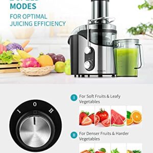 Ultrean Juicer Machine, 800w Juicer with Big Mouth 3” Feed Chute, Dual Speeds Centrifugal Juice Maker for Fruits and Veggies, Easy to Clean and BPA Free