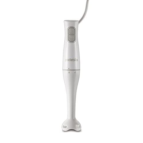 Proctor Silex Electric Immersion Hand Blender with Detachable Dishwasher Safe Handheld Blending Stick, 2-Speeds, 150 Watts, White (59739)