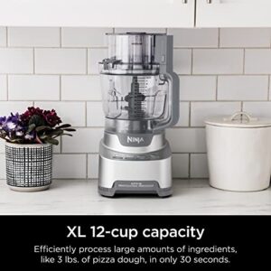 Ninja NF701 Professional XL Food Processor, 1200 Peak-Watts, 4-in-1, Chopping, Slicing/Shredding, Purees, Dough, 12-Cup Processor Bowl, 2 Blades & 2 Discs, Feed Chute/Pusher, Black,Silver