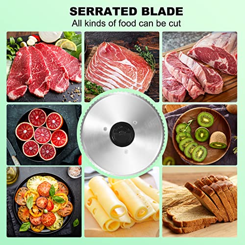 OSTBA Meat Slicer, Electric Deli Food Slicer with Removable Stainless Steel Blades, Adjustable Thickness Meat Slicer for Home Use, Easy to Clean, Ideal for Cold Cuts, Cheese, Bread, 150W