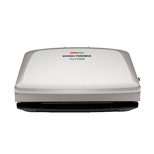 George Foreman 5-Serving Removable Plate Electric Indoor Grill and Panini Press - White Gold with Bronze Plates