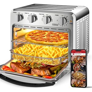 geek chef air fryer toaster oven combo,16qt convection ovens countertop, 4 slice toaster, 9-inch pizza, with warm, broil, toast, bake, air fry, oil-free, 100+ online video recipes & accessories