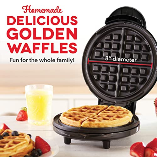 DASH Express 8” Waffle Maker for Waffles, Paninis, Hash Browns + other Breakfast, Lunch, or Snacks, with Easy to Clean, Non-Stick Cooking Surfaces - Black