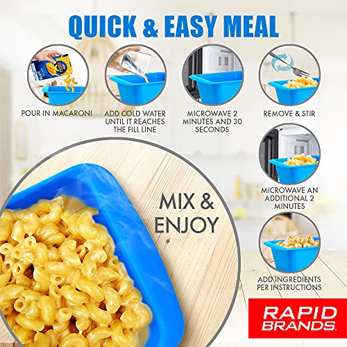 Rapid Mac Cooker | Microwave Macaroni & Cheese in 5 Minutes | Perfect for Dorm, Small Kitchen or Office | Dishwasher Safe, Microwaveable, BPA-Free | Blue, 2 Pack