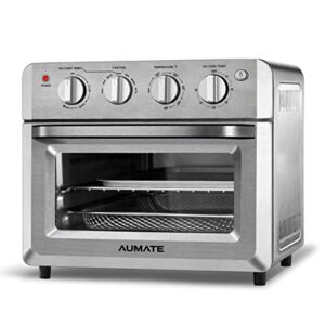 toaster oven air fryer combo, aumate kitchen in the box countertop convection oven, airfryer,knob control pizza oven with timer/auto-off, 4 accessories and recipe included,1550w,19 qt, stainless steel