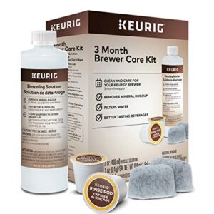 Keurig 3-Month Brewer Maintenance Kit, 7 Count & Travel Mug Fits K-Cup Pod Coffee Maker, 1 Count (Pack of 1), Stainless Steel