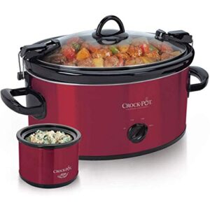 crock-pot programmable 6-quart countdown oval slow cooker with dipper, red