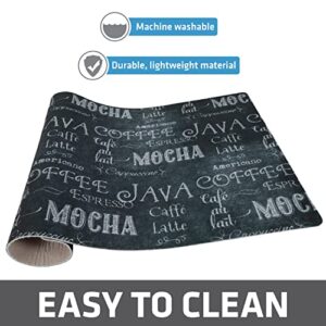 Drymate Coffee Maker Mat, (Coffee Station Bar Accessory) Protects Kitchen Countertops From Spills, Stains & Scratches, Absorbent, Waterproof, Washable (USA Made) (12” x 20”) (Java Chalkboard)