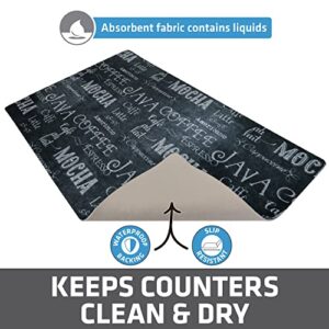 Drymate Coffee Maker Mat, (Coffee Station Bar Accessory) Protects Kitchen Countertops From Spills, Stains & Scratches, Absorbent, Waterproof, Washable (USA Made) (12” x 20”) (Java Chalkboard)