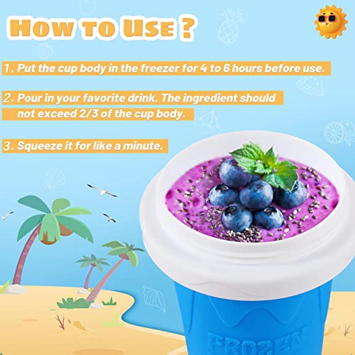 Slushie Maker Cup Magic Quick Frozen Smoothies Cup, Cooling Cup, Homemade Milkshake Maker DIY for Family (Blue)