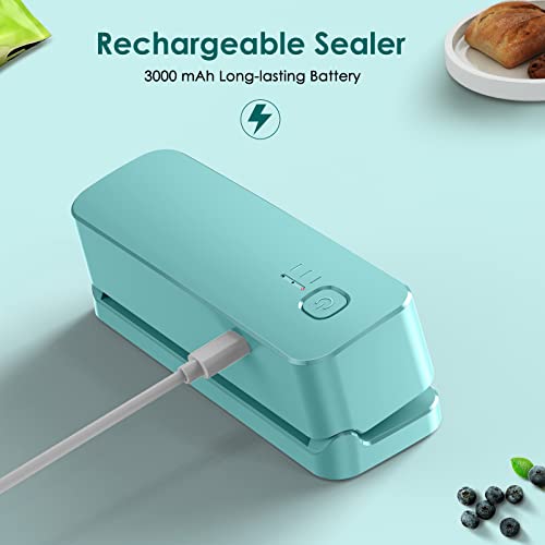 FEPPO Bag Sealer, Mini Bag Sealer 3000mAh Rechargeable Quick Heat Sealer with 3 Sealing Gear & 3.93" Heating Strip, Food Sealing Machine Kitchen Gadgets For Chip Bags Plastic Bags Mylar Bags