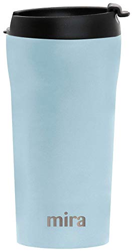 MIRA Coffee Lover Bundle with 12oz Insulated French Press (Pearl Blue) and 12oz Insulated Travel Mug (Pearl Blue)