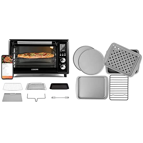 Cosori Air Fryer Toaster Oven Combo Smart 12-in-1 Countertop Dehydrator & G & S Metal Products Company Personal Size Non-Stick 6-Piece Toaster Oven Baking Pan Set