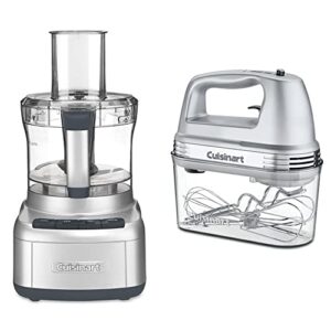 8 cup food processor by cuisinart, 350-watt motor, medium to fine slicing discs, fp-8sv & hm-90bcs power advantage plus 9-speed handheld mixer with storage case, brushed chrome