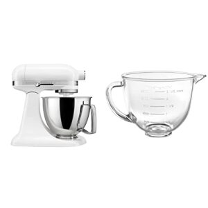 kitchenaid artisan mini plus 3.5-qt. tilt-head stand mixer with flex edge beater & stand mixer glass bowl, 3.5 quart tilt head