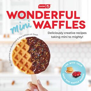 Dash DMW001WH Machine Mini waffle maker, 4 inch, White & DCB001MW Wonderful Mini Waffles Recipe Book with Gluten, Vegan, Paleo, Dairy + Nut Free Options, Over 80+ Easy to Follow Guides, Cookbook