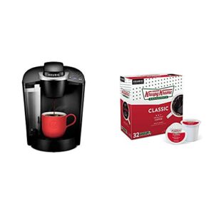 keurig k-classic coffee maker with krispy kreme classic, medium roast coffee, 32 count