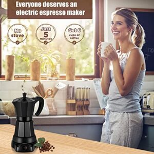 SHANGSKY Coffee Pot Electric Coffe Maker 6 Cup, Espresso Coffee Maker Cafeteras Electricas Italian Coffee Pot Espresso Makers Portable Aluminum Electric Mocha Pot Electric Moka Makers