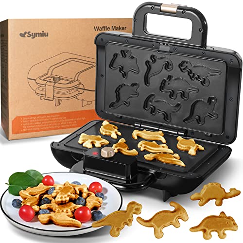 Mini Waffle Maker Waffle Iron Dinosaur Waffle Maker for Kids 7 Unique Dino Waffle in Minutes, Electric Nonstick Waffle Maker with Removable Plates Breakfast Maker Machine, Great Gift for Kids Family