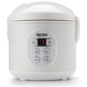 aroma housewares 8-cup (cooked) (4-cup uncooked) digital rice cooker and food steamer (arc-914d),white