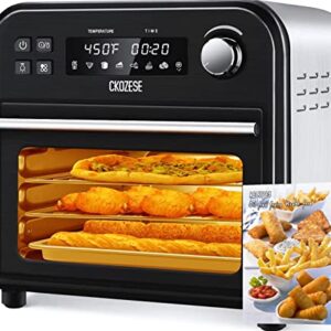 CKOZESE 8-In-1 Smart Toaster Oven Air Fryer Combo, 6-Slice Compact Toaster Ovens Countertop-6 Rapid Quartz Heaters, Air Fry, Grill, Roast, Dehydrate, Broil, Bake, 450℉ Max, Touch Screen, 45 Recipes&5Fittings