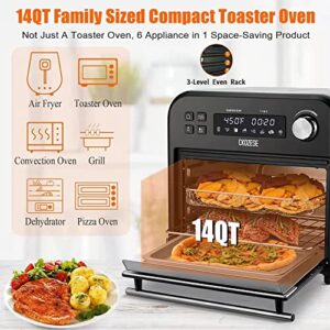 CKOZESE 8-In-1 Smart Toaster Oven Air Fryer Combo, 6-Slice Compact Toaster Ovens Countertop-6 Rapid Quartz Heaters, Air Fry, Grill, Roast, Dehydrate, Broil, Bake, 450℉ Max, Touch Screen, 45 Recipes&5Fittings