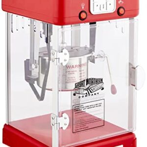 Great Northern Popcorn Company Pop Pup Countertop Popcorn Machine – Tabletop Popper Makes 1 Gallon – 2.5-Ounce Kettle, Catch Tray Warming Light & Scoop, Red (6074)