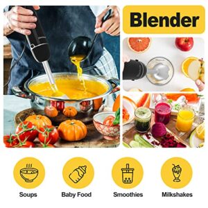 Blackcow Immersion Hand Blender,500W 5-in-1 Hand Blender Electric 12-Speed with Turbo Mode,Handheld Blender Stick with 304 Stainless Steel Blades for Soup, Smoothie, Puree, Baby Food