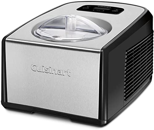 Cuisinart ICE-100 1.5-Quart Ice Cream and Gelato Maker, Fully Automatic with a Commercial Quality Compressor and 2-Paddles, 10-Minute Keep Cool Feature, Black and Stainless Steel