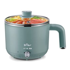 bear hot pot, rapid noodles cooker, 1.2l electric pot for ramen, shabu shabu, egg, dumplings, soup, porridge, oatmeal with 2 power setting, over-heating&boil dry protection