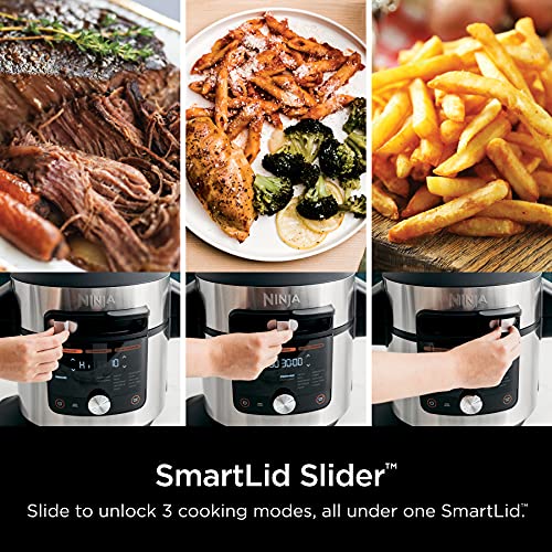 Ninja OL601 Foodi XL 8 Qt. Pressure Cooker Steam Fryer with SmartLid, 14-in-1 that Air Fries, Bakes & More, with 3-Layer Capacity, 5 Qt. Crisp Basket, Silver/Black (Renewed)